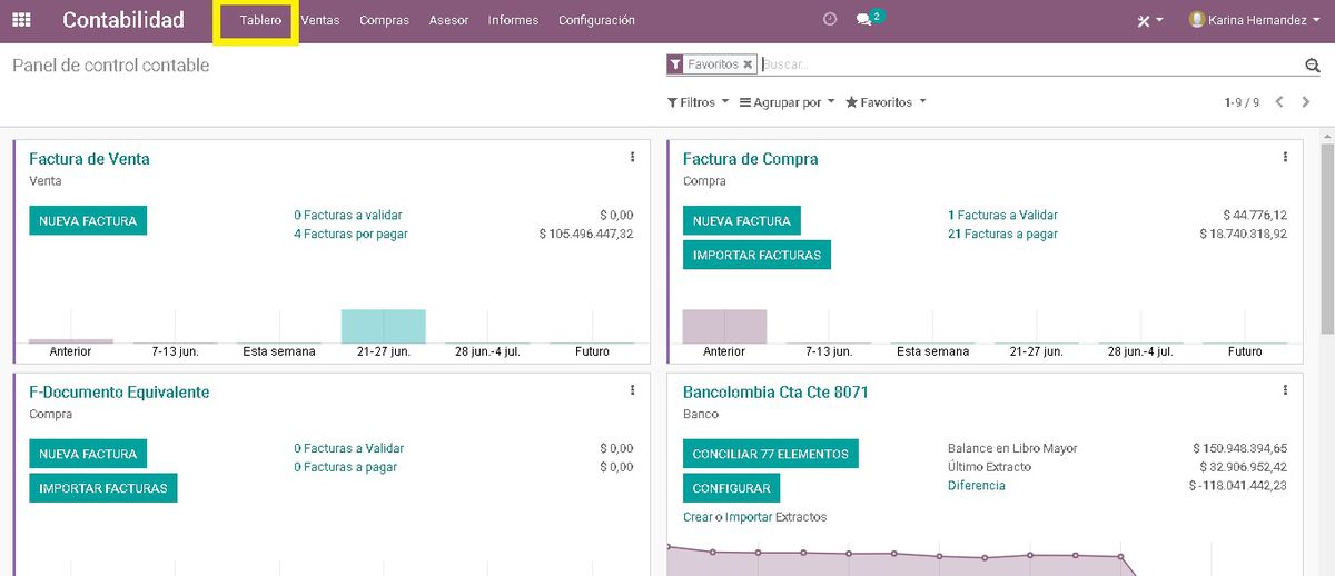 Tablero en Odoo - Numera Wiki